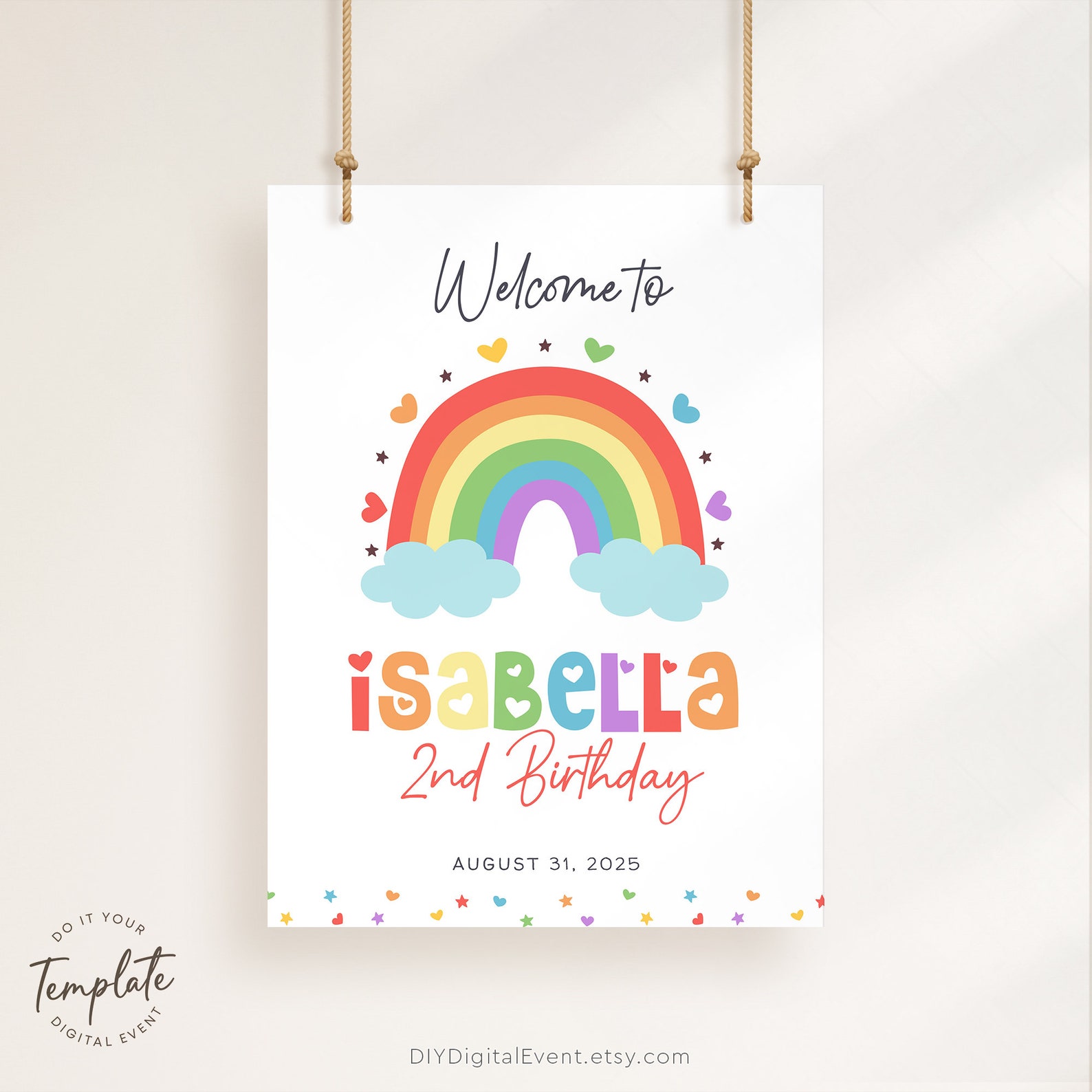 Rainbow Welcome Sign Template Editable Colorful Rainbow Party - Etsy