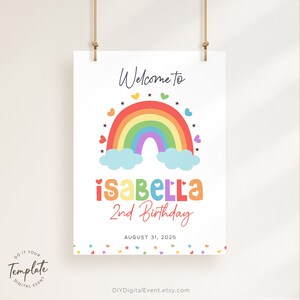 Rainbow Welcome Sign Template Editable Colorful Rainbow Party Birthday ...