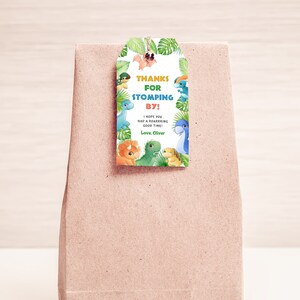 EDITABLE Dinosaur Thank You Tags Dino Birthday Favor Tags TREX Gift Tag ...