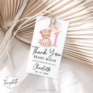 Teddy Bear Favor Tag Birthday Tag Template Birthday Baby Shower ...