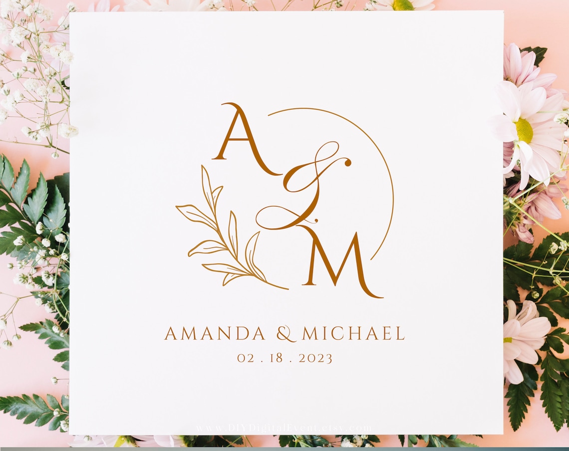 Monogram Wedding Logo Simple Wedding Logo Editable Custom - Etsy