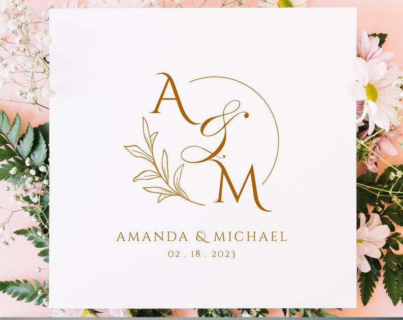 Monogram Wedding Logo Simple Wedding Logo Editable Custom - Etsy