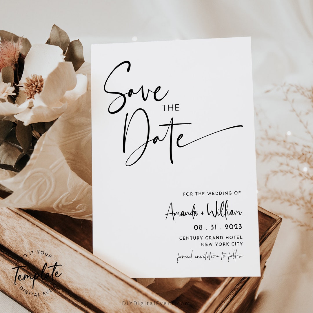 Minimalist Save the Date Invitation Template Printable Save the Date ...