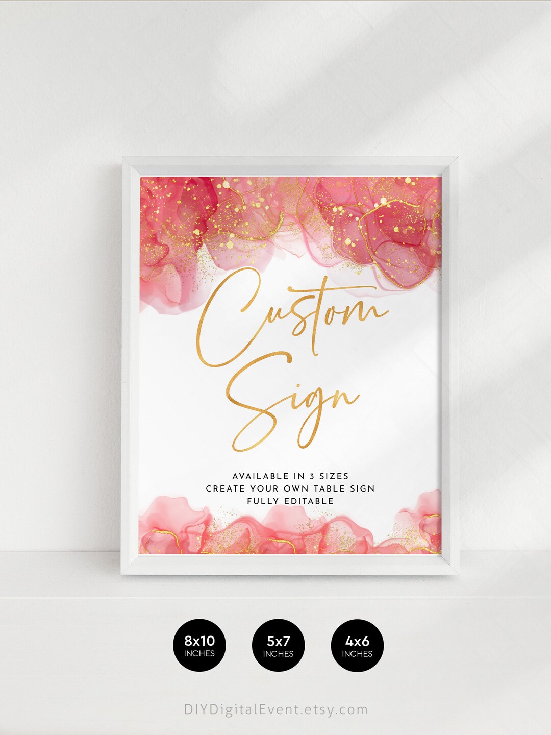 Red Gold Custom Sign Editable Table Sign Printable Table Sign ...