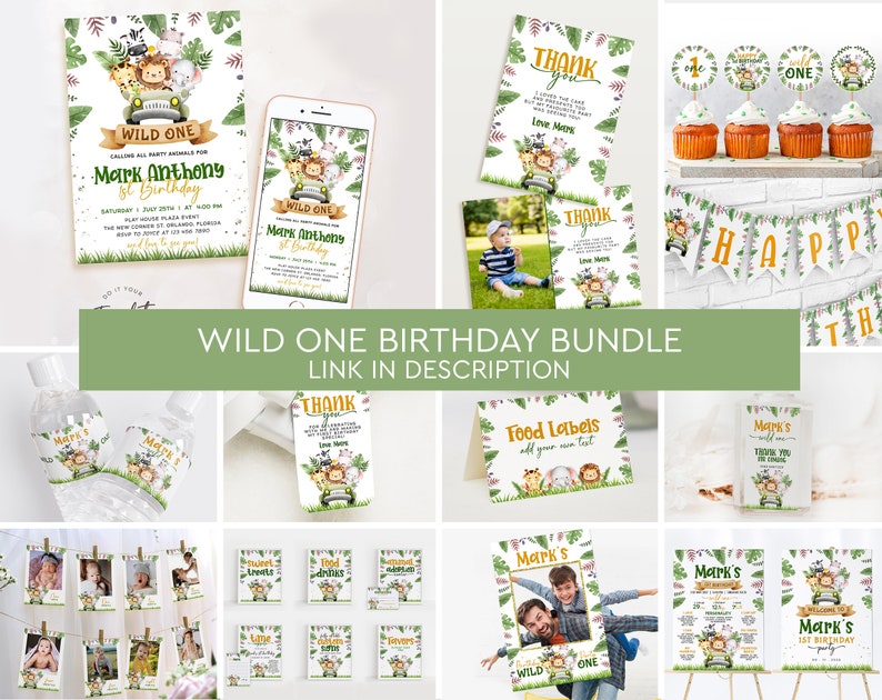 Wild One Welcome Sign Editable Safari Animals Welcome Sign - Etsy