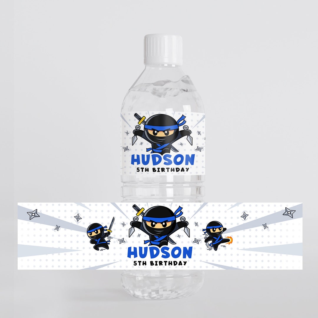 Editable Ninja Water Bottle Label Template Printable Birthday Water ...