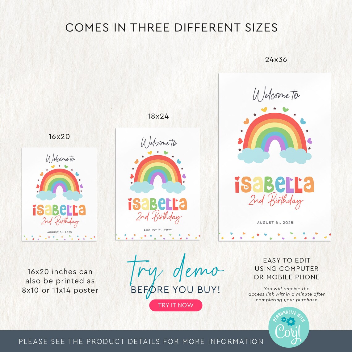 Rainbow Welcome Sign Template Editable Colorful Rainbow Party - Etsy