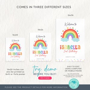 Rainbow Welcome Sign Template Editable Colorful Rainbow Party Birthday ...