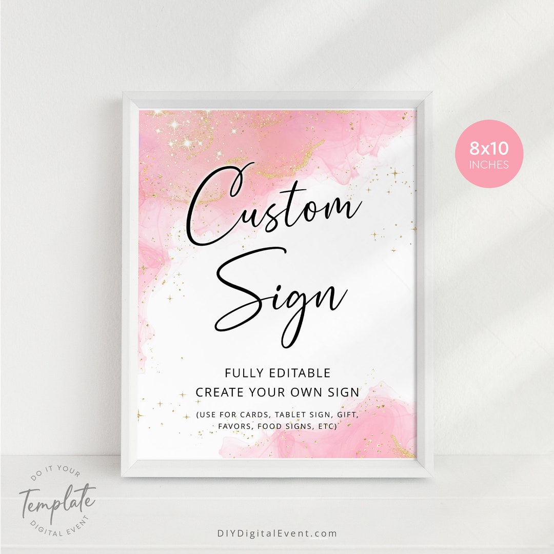 Editable Custom Sign Printable Baby Shower Birthday Wedding Bridal ...