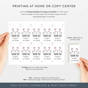 Kitten Cat Favor Tags Editable Kitty Face Birthday Thank You Tags ...