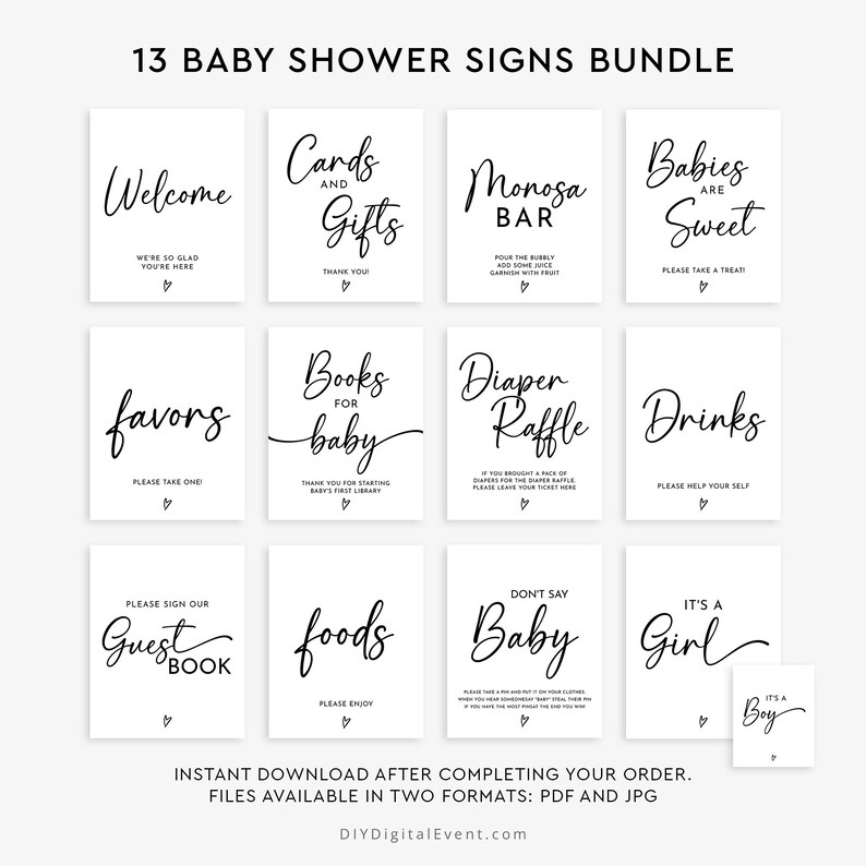 Minimalist Baby Shower Table Signs Bundle Printable Baby - Etsy