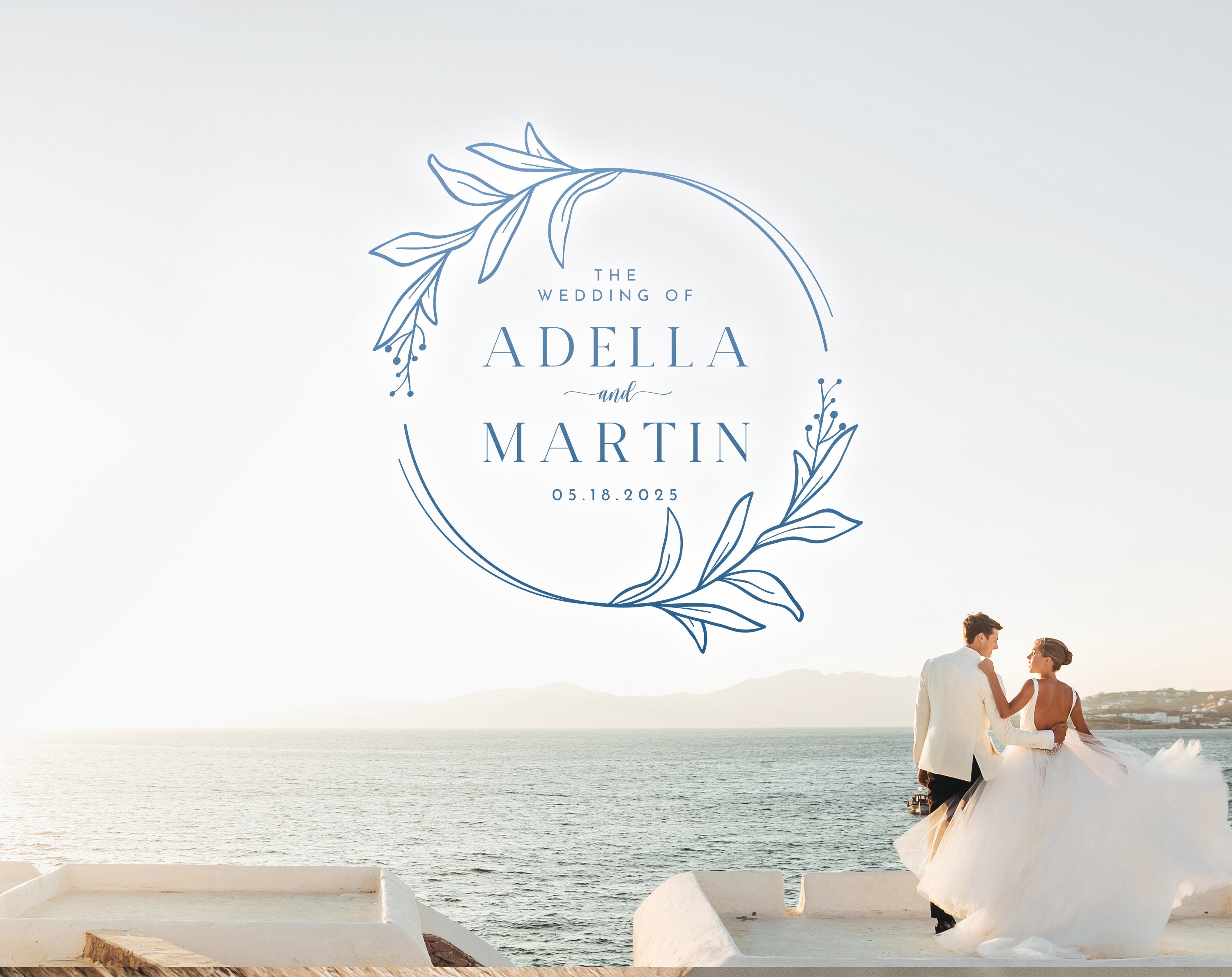 Simple Wedding Logo, Floral Wedding Monogram Logo, Editable Custom Logo ...