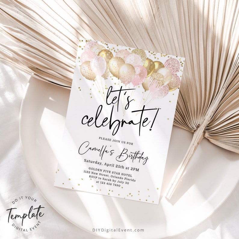 Editable Let's Celebrate Party Invitation Template - Etsy