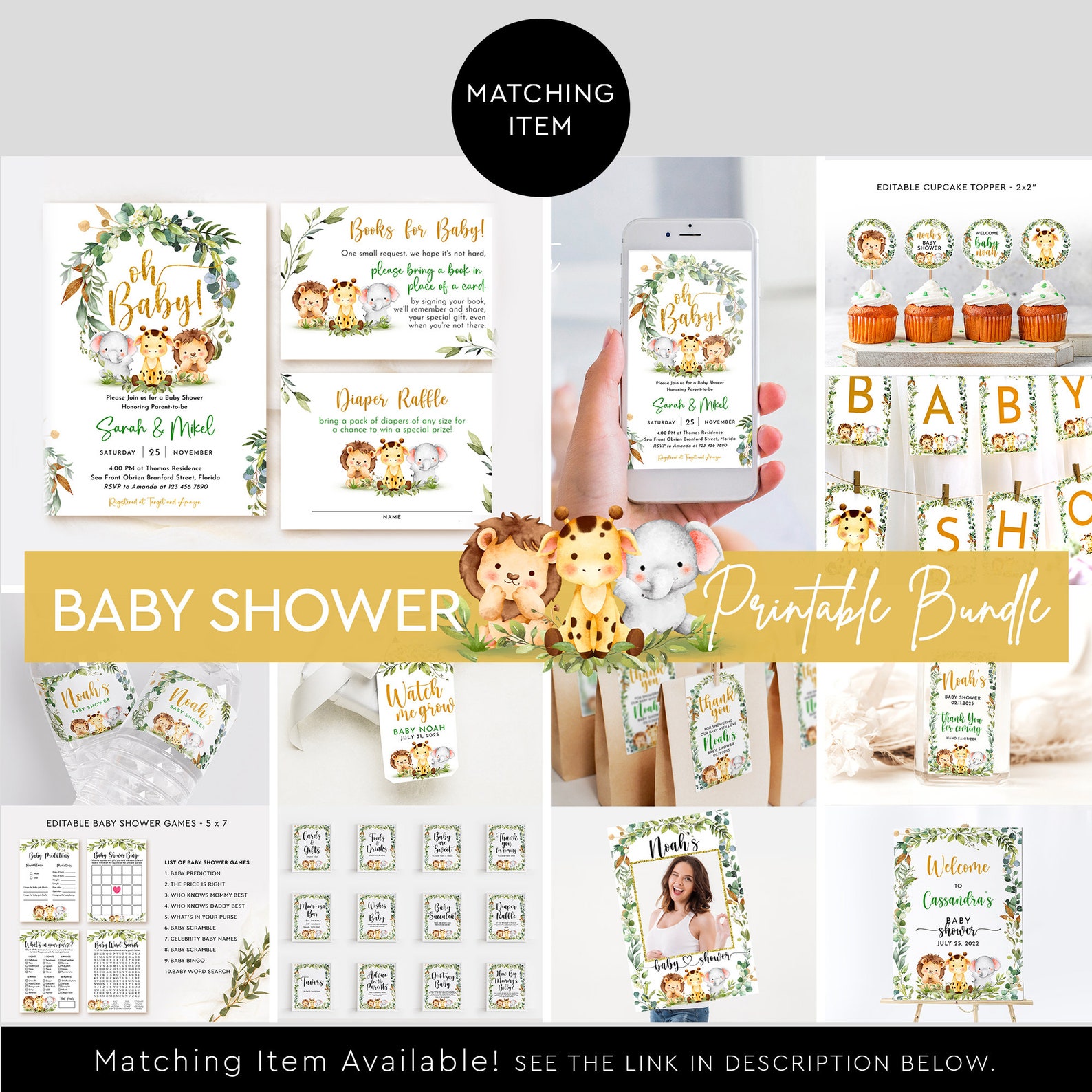 Editable Safari Animals Photo Booth Frame Template Wild Animals Banner ...