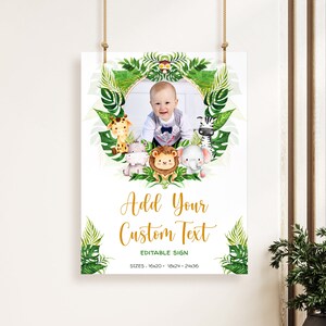 Editable Safari Animals Welcome Sign Template Safari Birthday Sign ...