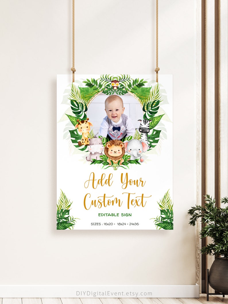 Editable Safari Animals Welcome Sign Template Safari Birthday Sign ...