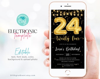 24th Birthday Invitation - Etsy