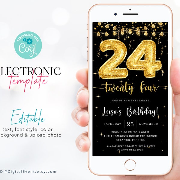 24th Birthday Invitation - Etsy