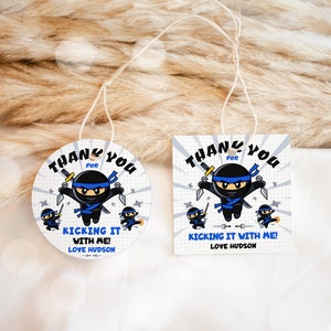 EDITABLE Ninja Favor Tags Ninja Birthday Thank You Tags Blue Ninja ...