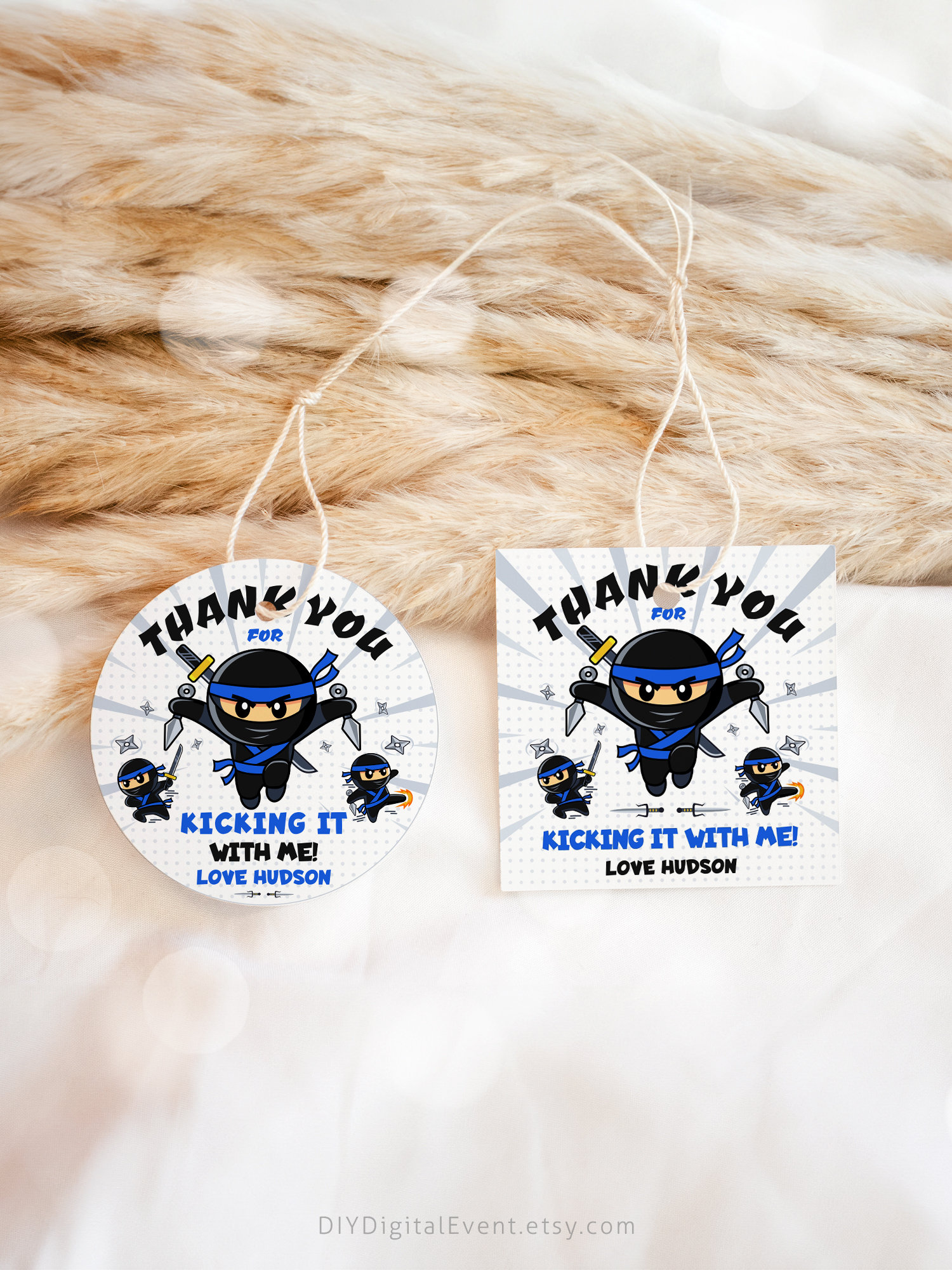EDITABLE Ninja Favor Tags Ninja Birthday Thank You Tags Blue Ninja ...
