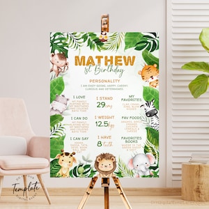Editable Safari Animals Milestone Birthday Poster Template Printable ...