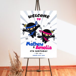 Ninja Birthday Welcome Sign Template Editable Ninja Birthday Sign ...