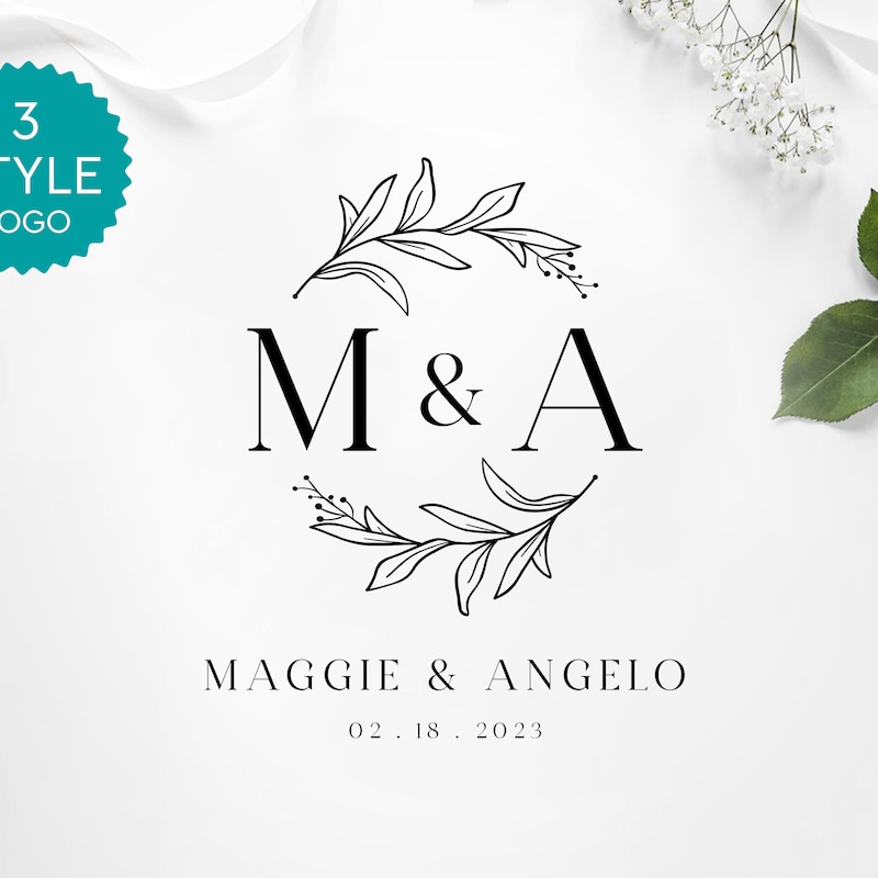 Modern Wedding Logo - Etsy