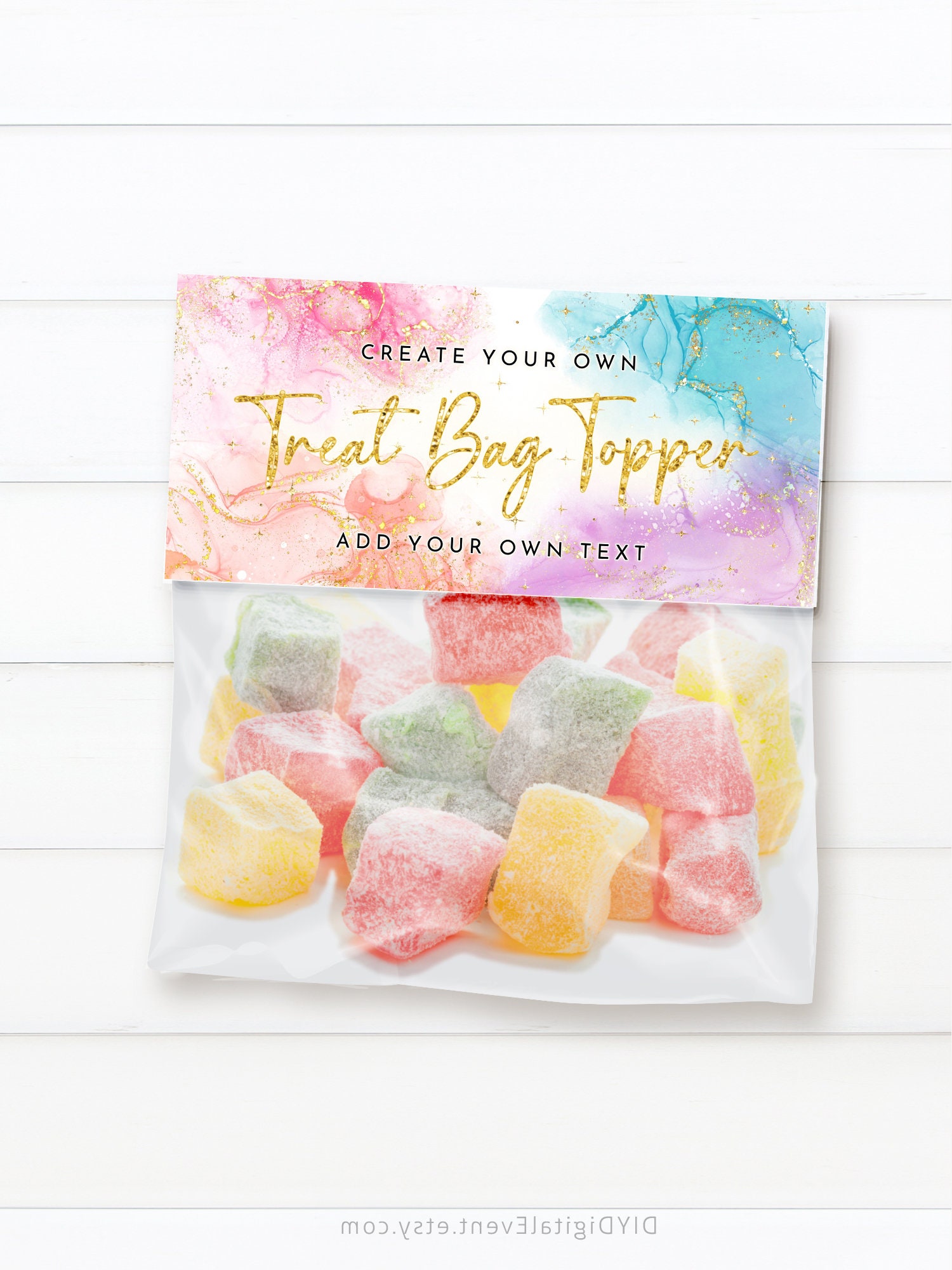 Colorful Treat Bag Topper Template Editable Favor Treat Bag Design for ...