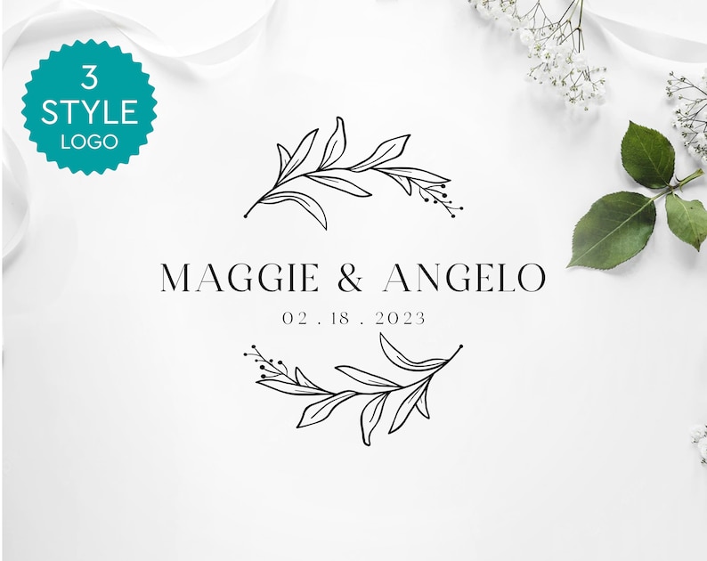 Floral Wedding Logo Simple Wedding Logo Editable Custom - Etsy