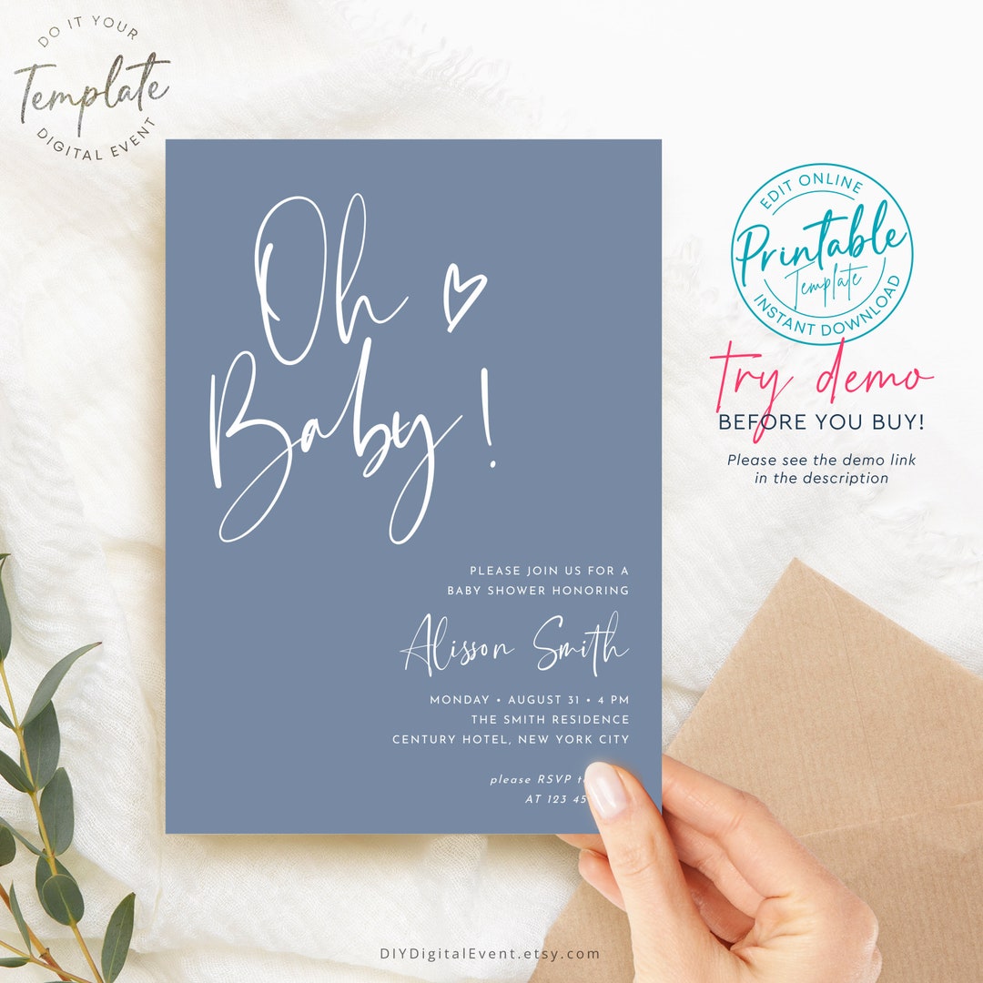 Editable Baby Shower Invitation Template Printable Baby Shower Invite ...