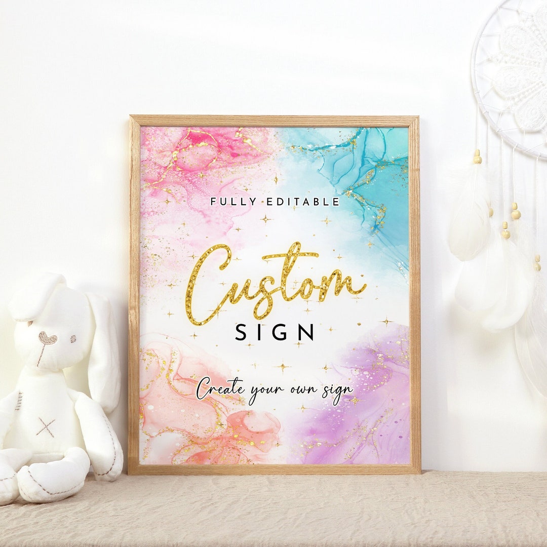 Colorful Custom Sign Editable Birthday Sign Baby Shower Sign Table Sign ...