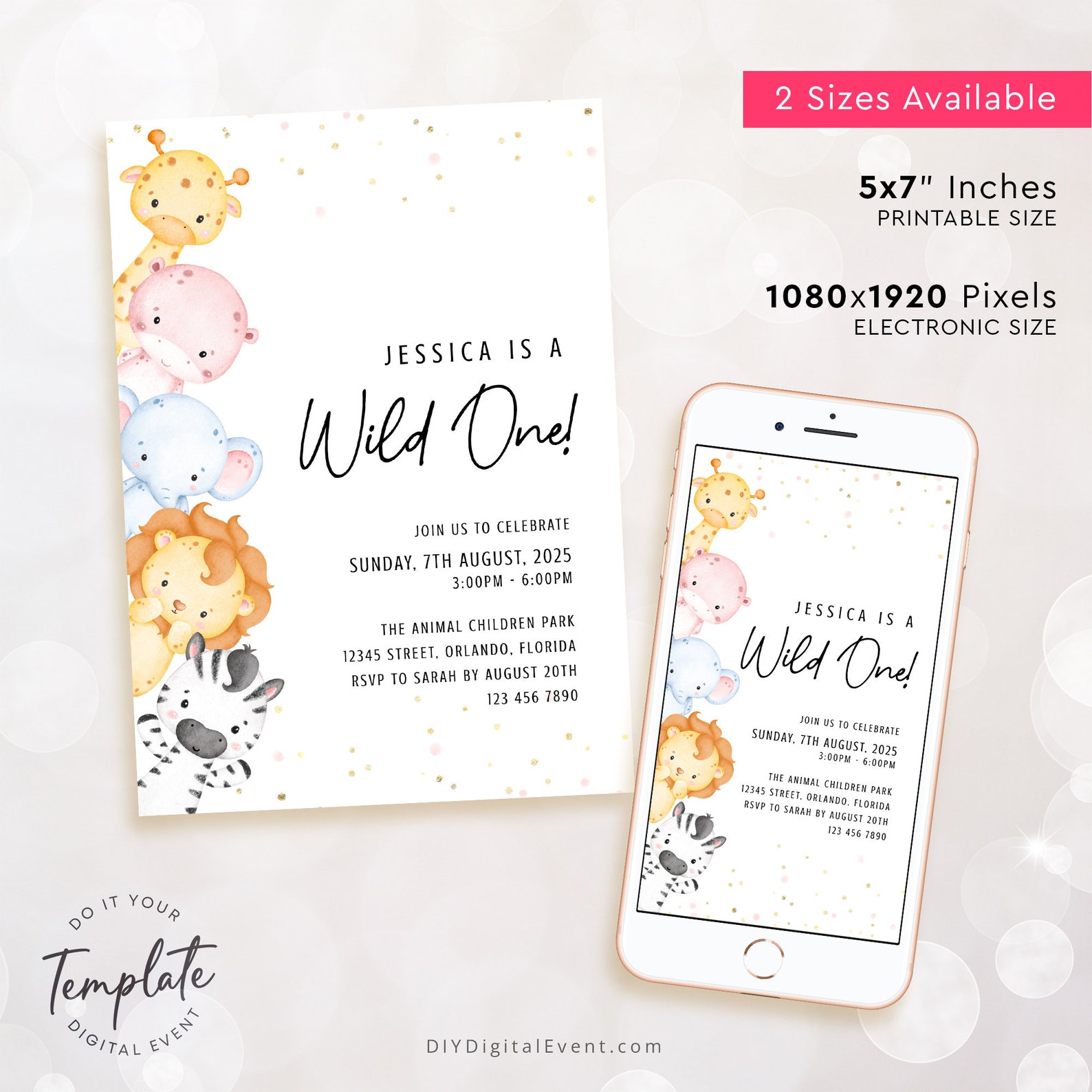 Editable Wild One Birthday Invitation Template Printable Cute - Etsy