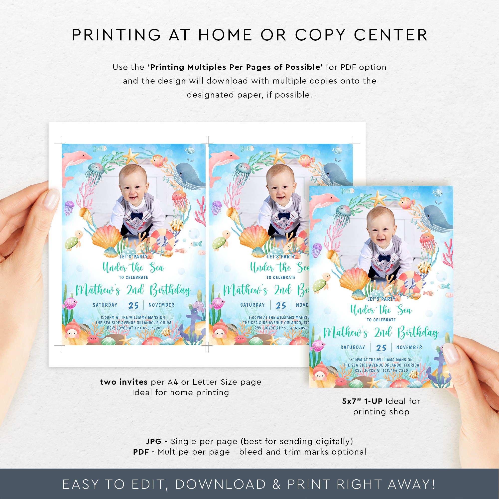 Editable Under the Sea Birthday Invitation Template Printable - Etsy