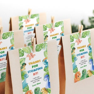 EDITABLE Dinosaur Thank You Tags Dino Birthday Favor Tags TREX Gift Tag ...
