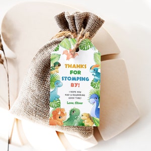 EDITABLE Dinosaur Thank You Tags Dino Birthday Favor Tags TREX Gift Tag ...