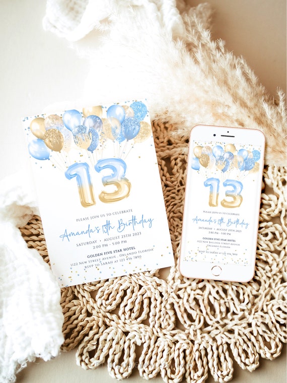 13th Golden Birthday Invite Templates Golden Birthday Invitation Gold