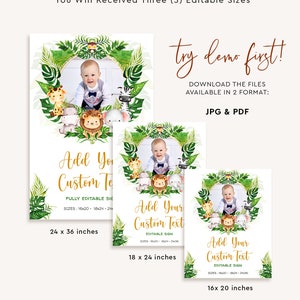 Editable Safari Animals Welcome Sign Template Safari Birthday Sign ...