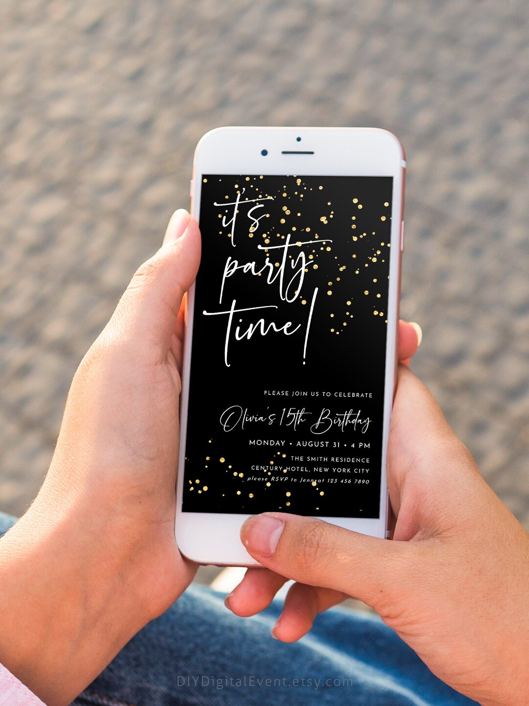 Minimalist Adult Party Time Invitation Template Electronic It's Party ...