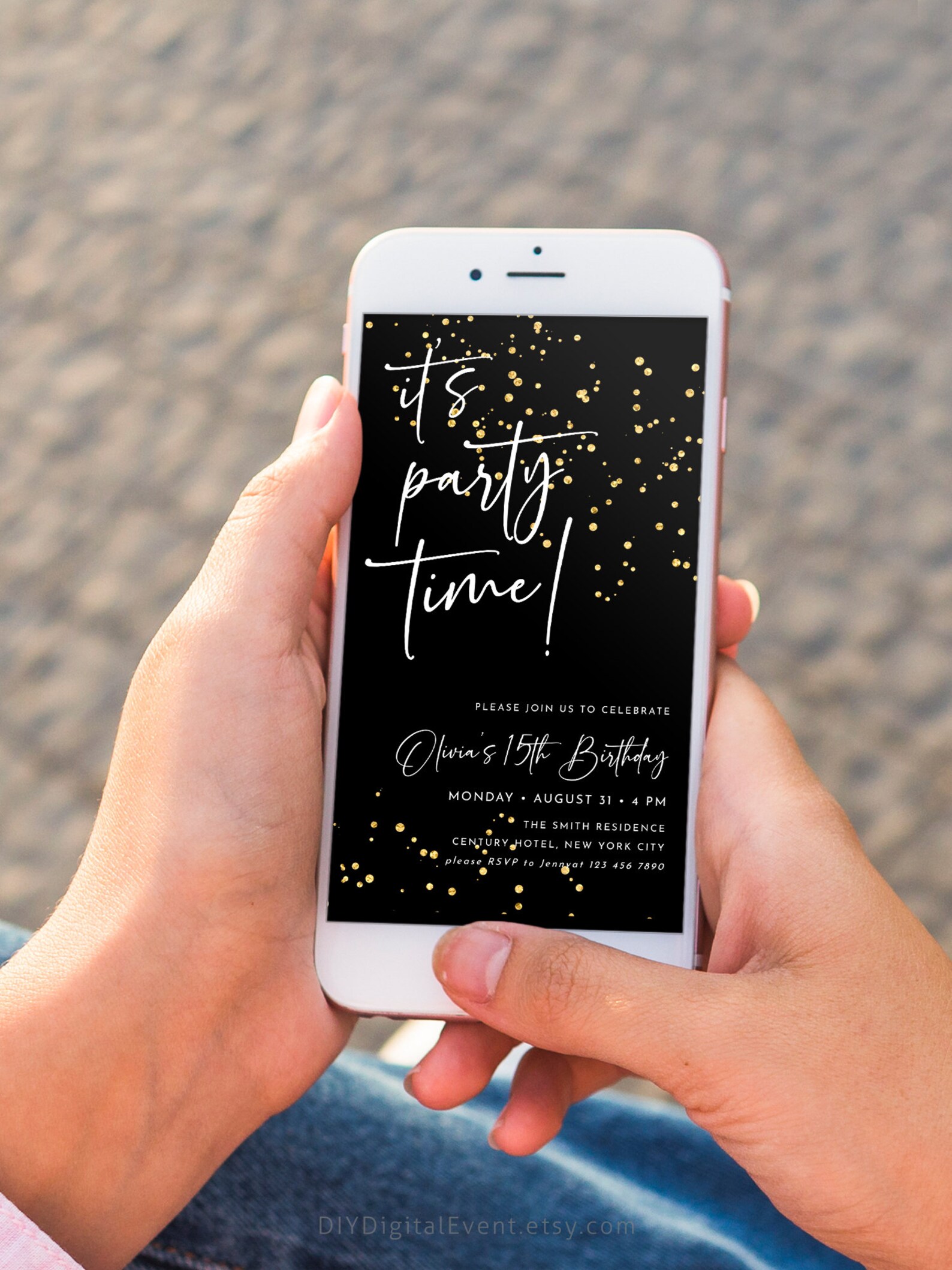 Minimalist Adult Party Time Invitation Template Editable It's Party ...