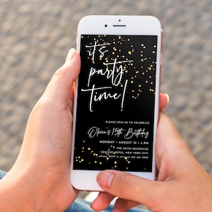 Minimalist Adult Party Time Invitation Template Editable It's Party ...