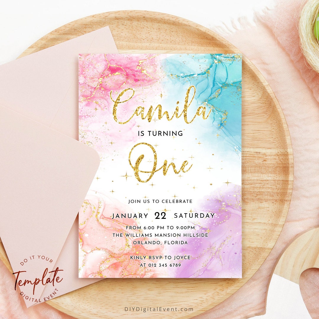 Editable Colorful Birthday Invitation Template First Birthday Invite ...