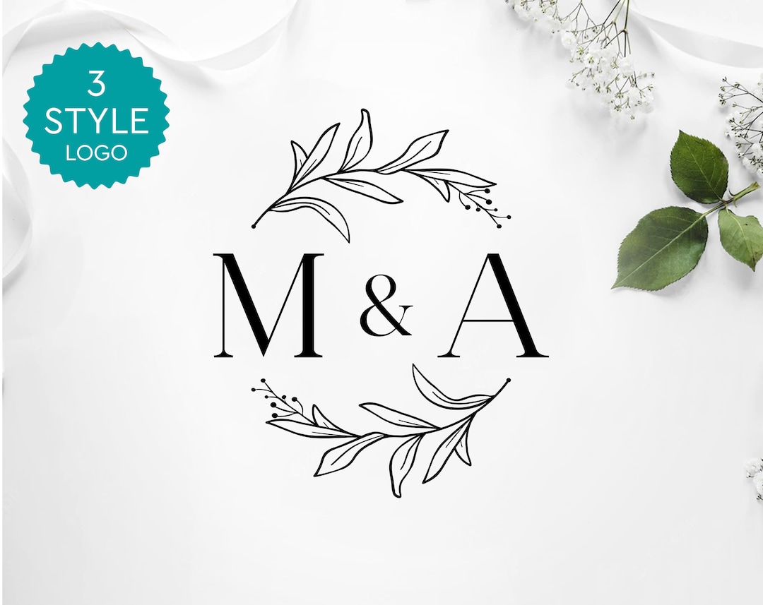 Modern Wedding Logo, Floral Wedding Monogram Logo, Editable Custom Logo ...