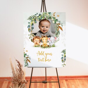 Editable Safari Animals Welcome Sign Template Wild One Safari Birthday ...