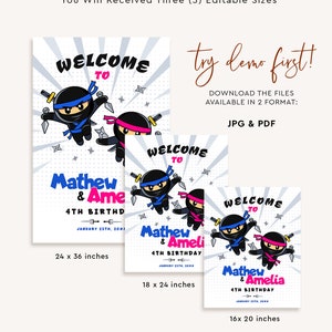Ninja Birthday Welcome Sign Template Editable Ninja Birthday Sign ...