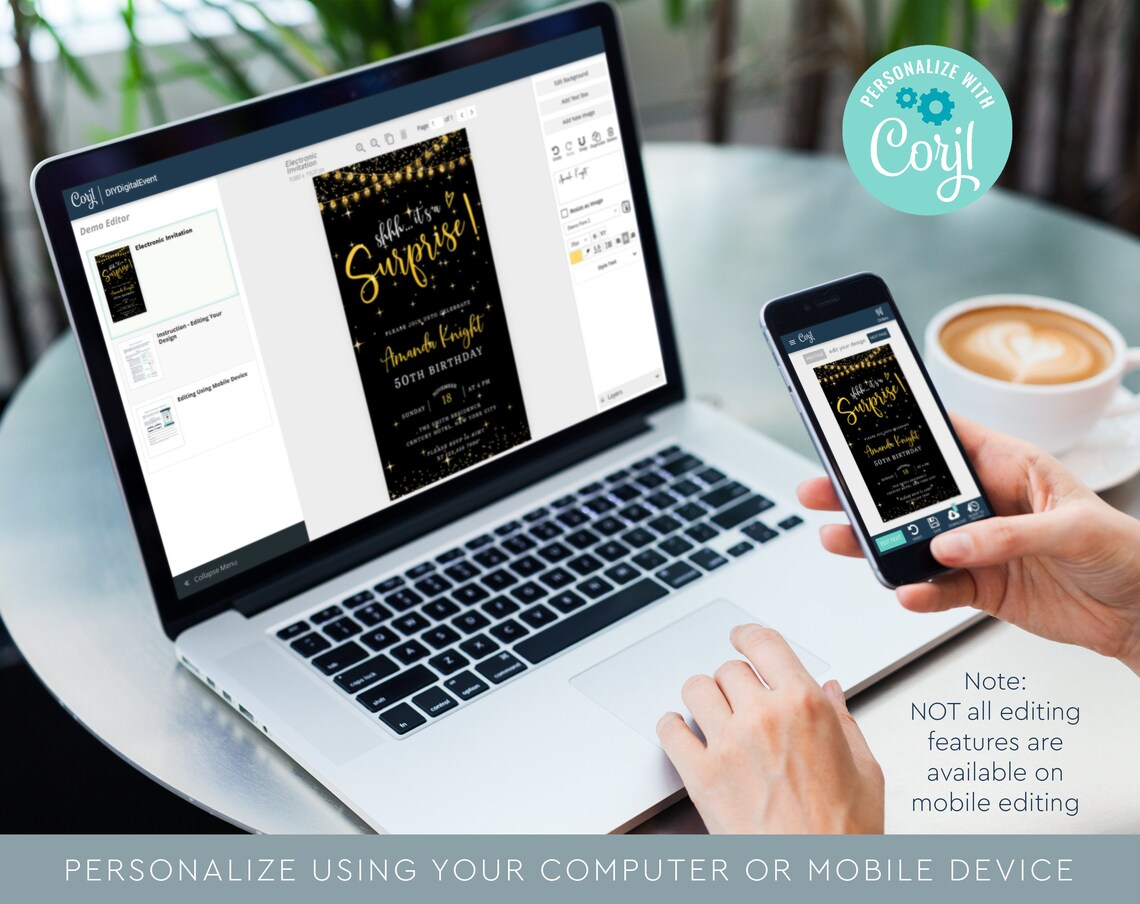 Editable Birthday Invitation Template Electronic Birthday | Etsy