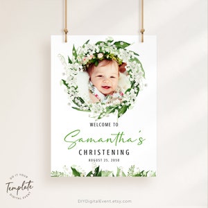 Lily of the Valley Welcome Sign Template Printable Christening Welcome ...