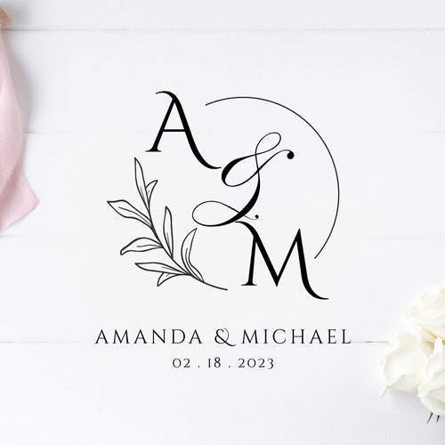 Simple Wedding Logo Floral Wedding Monogram Logo Editable - Etsy