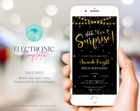 Editable Birthday Invitation Template Electronic Birthday | Etsy