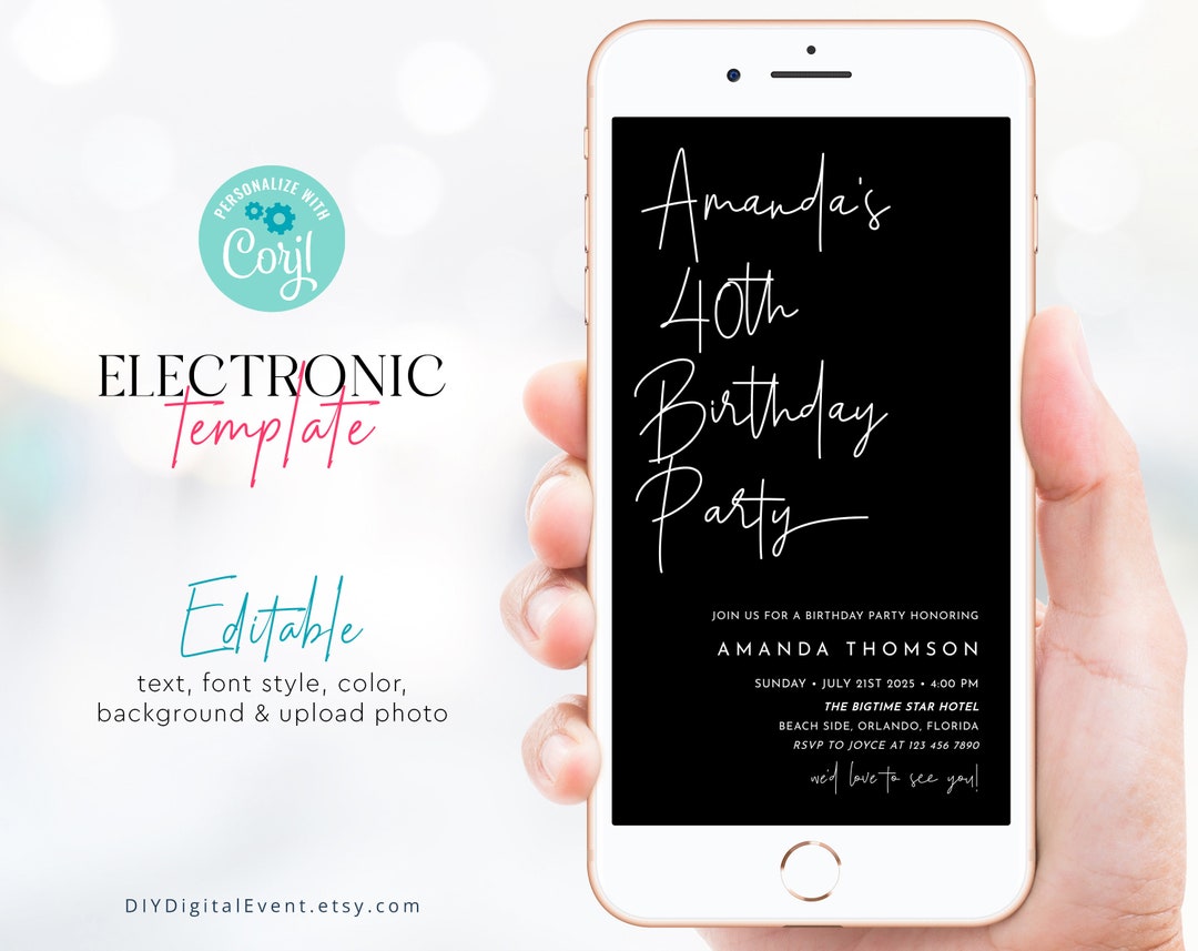 Editable Birthday Invitation Template 40th Birthday Invitation ...
