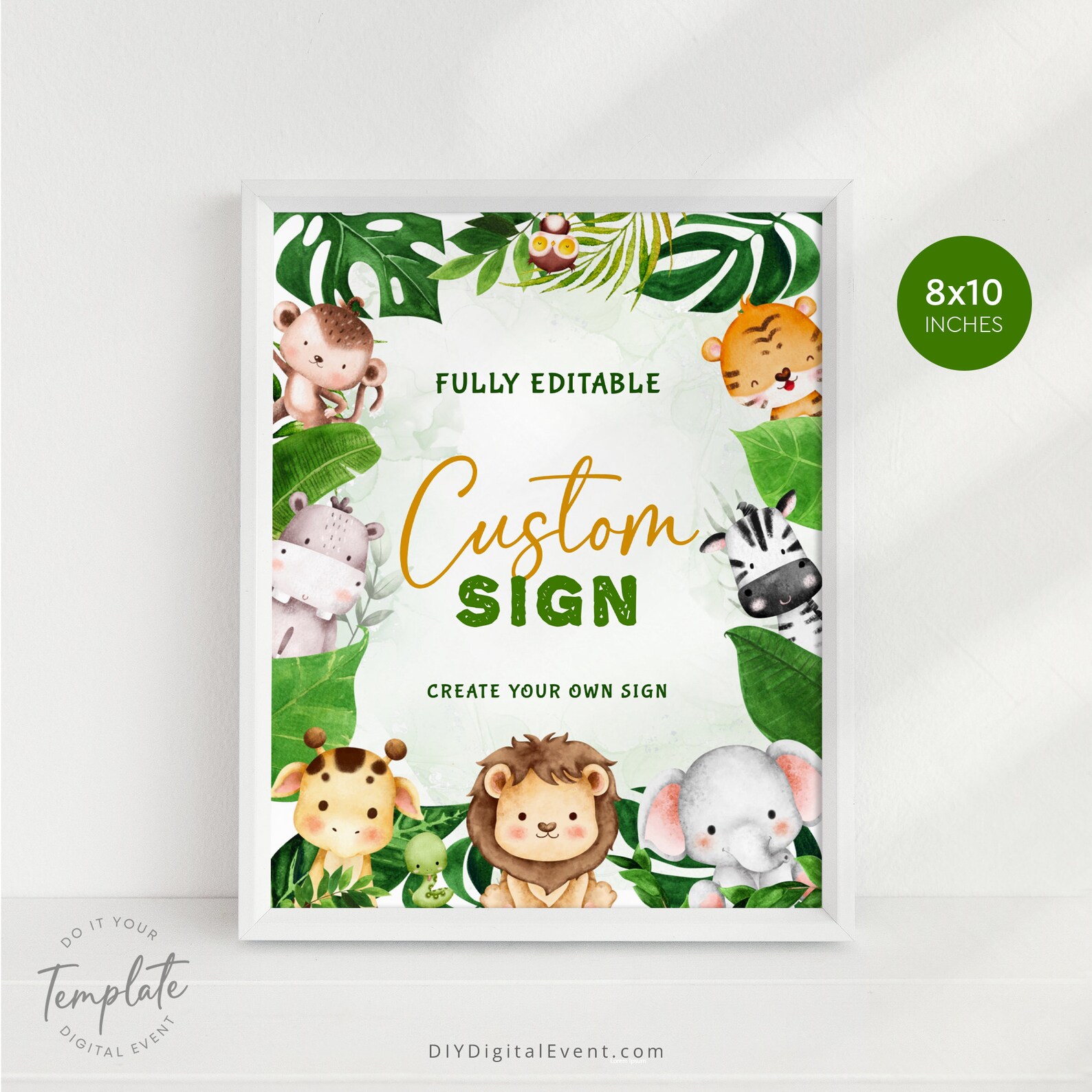 Editable Safari Animals Custom Sign Template Printable Wild Animals ...
